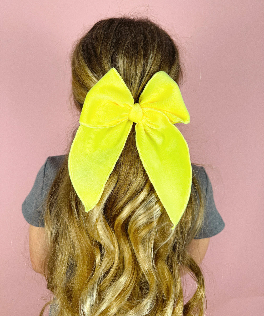 Yellow Velvet Big Bow – Texas Top Knots