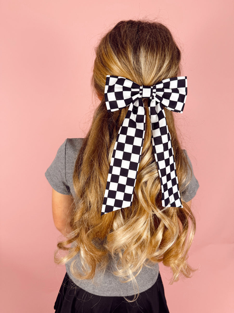 Black+White Check Big Bow – Texas Top Knots